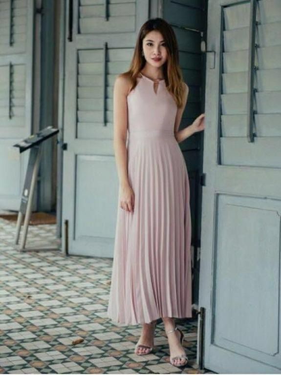 Thread Theory chain reaction pleated maxi dress in dusty pink, Women's ...
