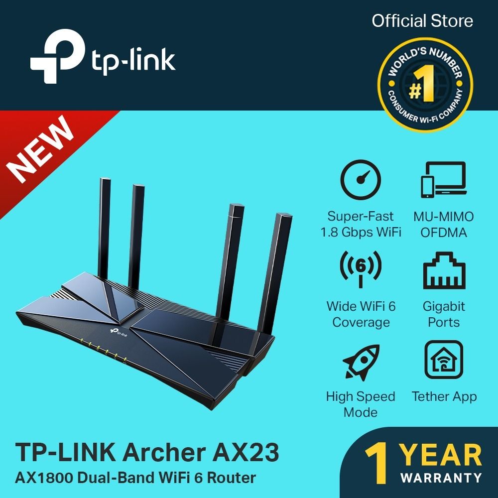 TP-LINK ARCHER AX23 WIFI 6 ROUTER AX1800 DUAL BAND, Computers & Tech ...