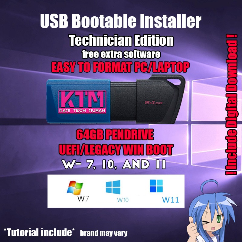 USB Bootable Win 7,10,11 Pendrive 64GB, Computers & Tech, Parts ...