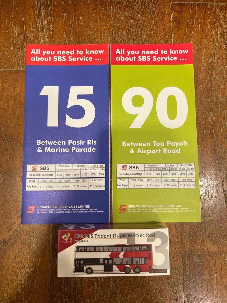 Vintage SBS Service 15 and 90 Bus Guide with a Dennis Trident Red with ...