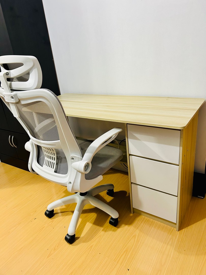 WFH Office Desk and Chair, Furniture & Home Living, Office Furniture ...