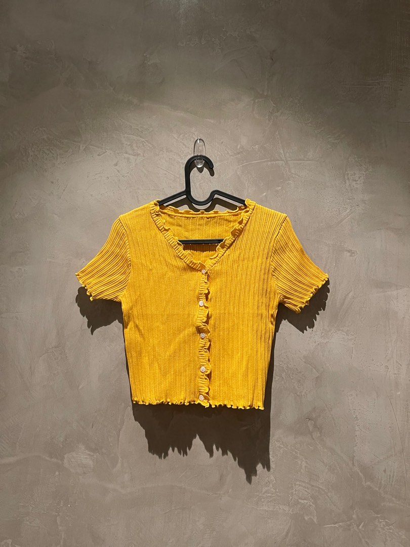 Yellow Top, Women's Fashion, Tops, Blouses on Carousell