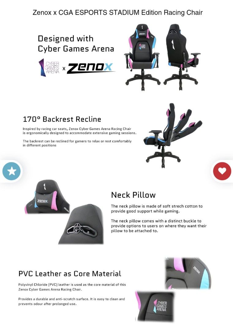 極新Zenox x Cyber Game Arena 高級電競櫈/gaming chair 電腦櫈/computer chair, 傢俬＆家居 ...