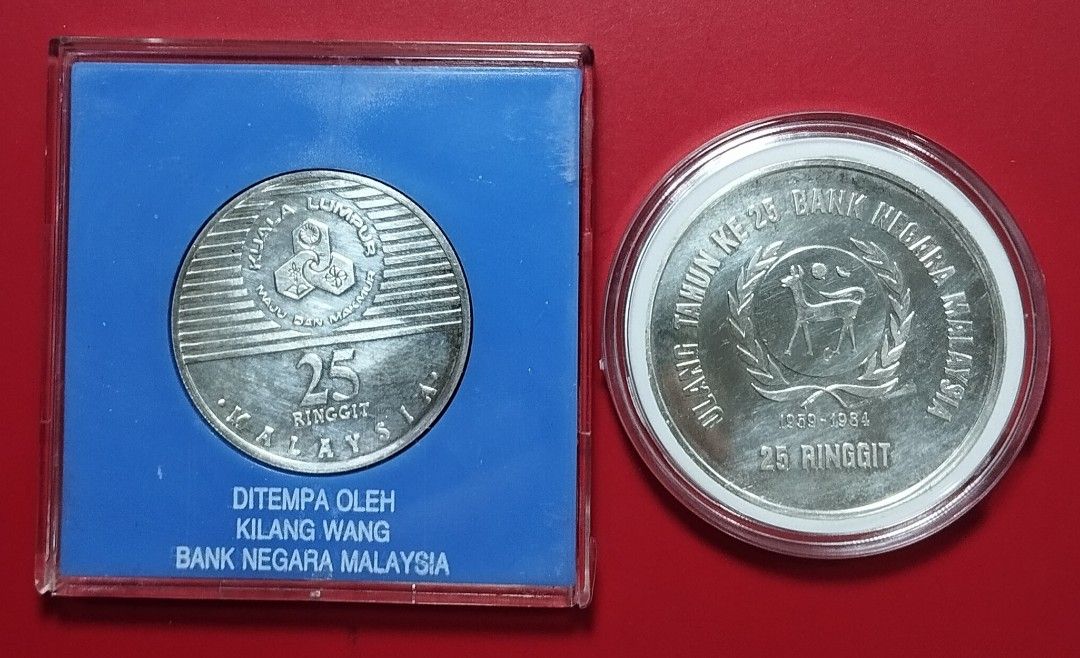 2pcs Duit Syiling Perak RM25 1984 & 1990 #20, Hobbies & Toys ...