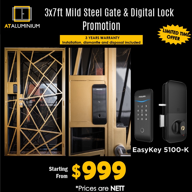 3x7 Mild Steel Gate & Philips Easykey Digital Lock Promotion, Furniture ...