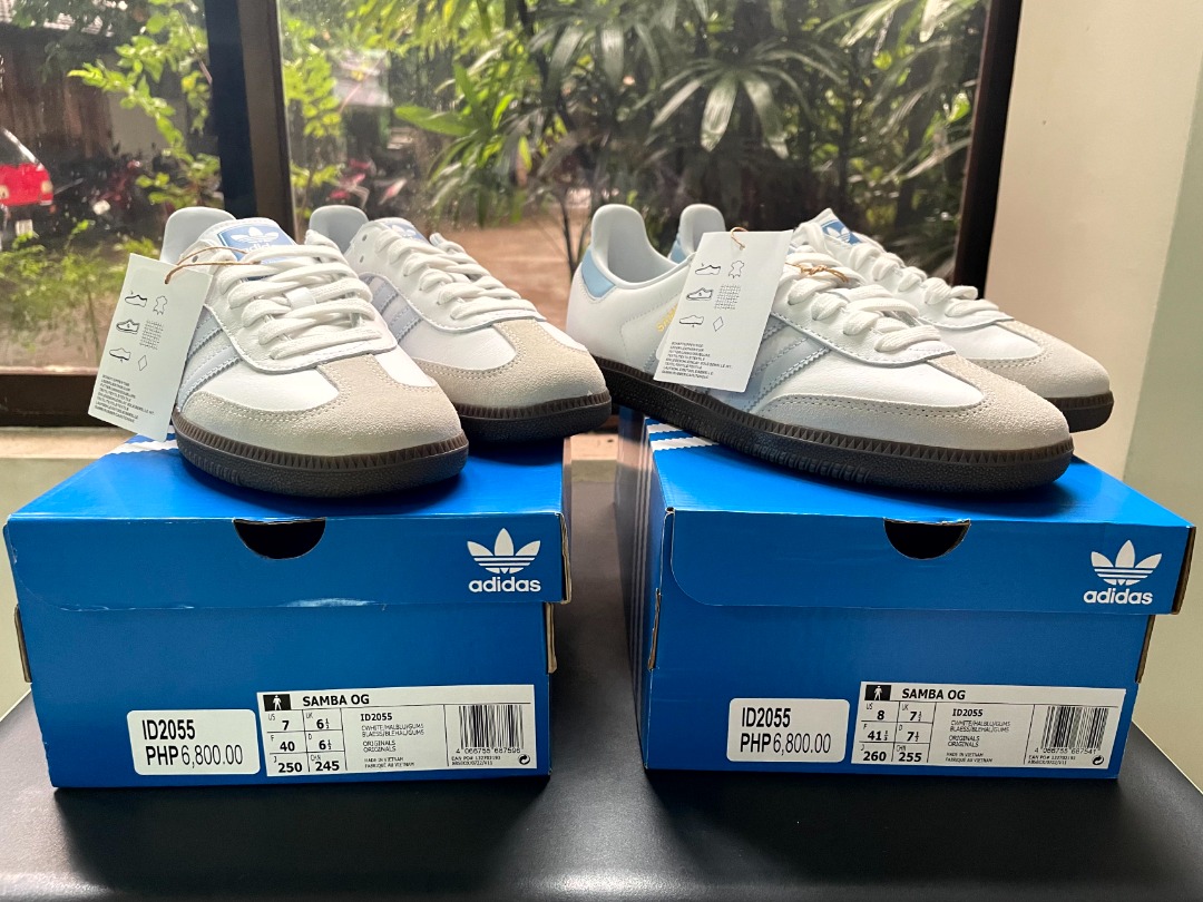 adidas Samba OG White Halo Blue sizes 7 and 8, Men's Fashion, Footwear ...