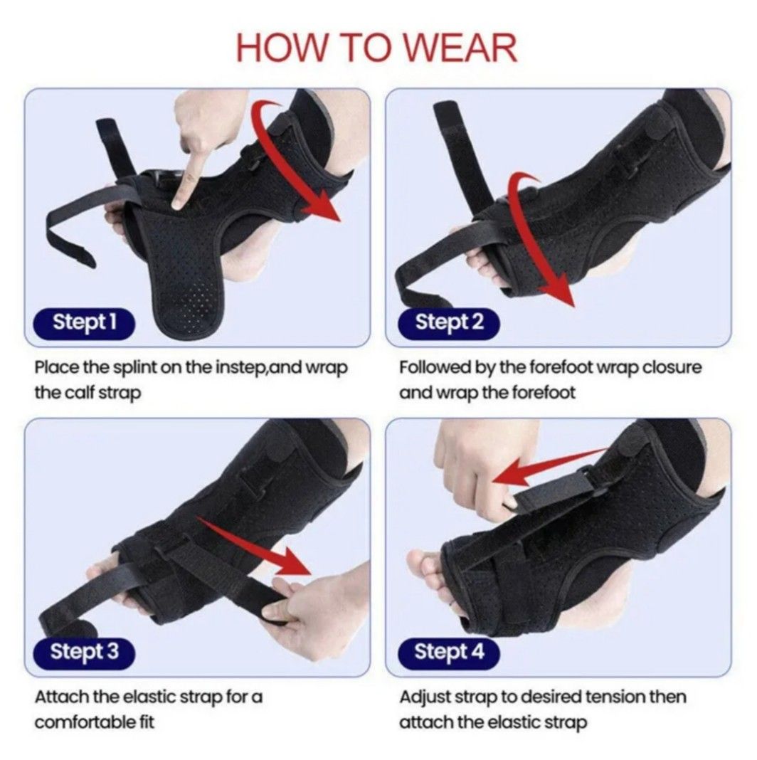 Adjustable Plantar Fasciitis Night Splint Foot Drop Orthosis Stabilizer ...