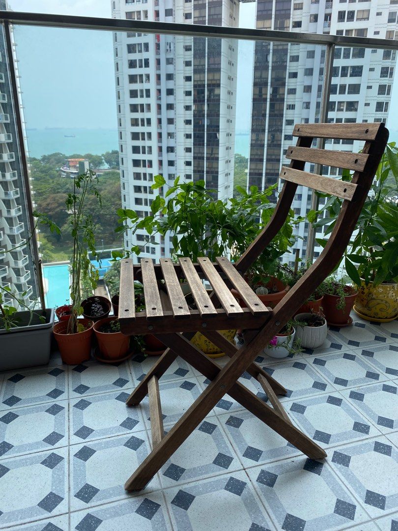 ASKHOLMEN Chair, outdoor, foldable light brown stained, Furniture ...