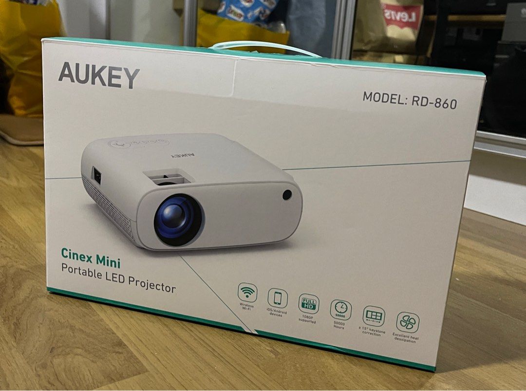 Aukey RD-860 Cinex Mini 1080P Wireless Wi-Fi Mini Projector, TV & Home ...