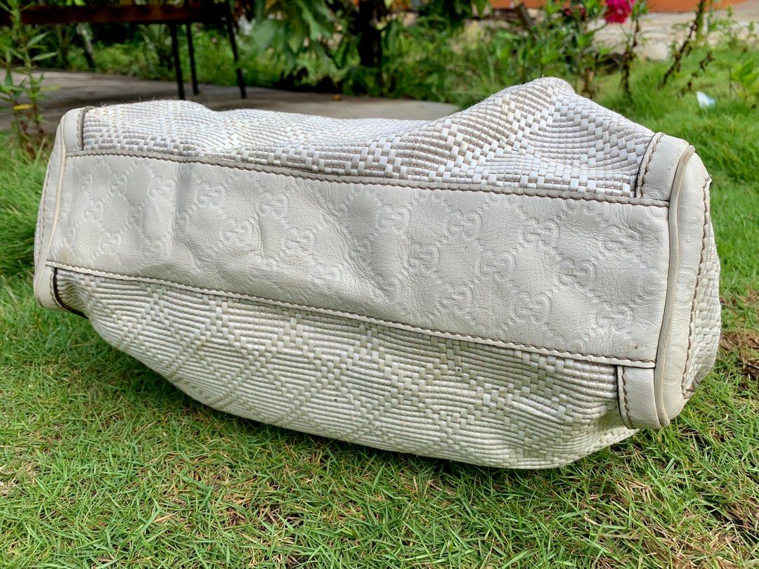 Authentic Gucci Woven Raffia Diamante Medium Sukey Hobo Bag, Luxury ...