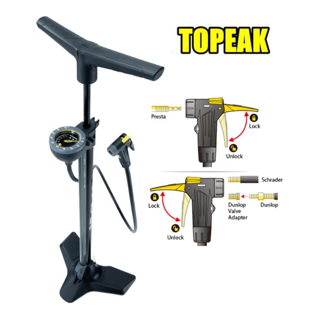 Topeak Bicycle Hand Air Pump Max HPX PSI 200 Pressure Presta & Schrader ...