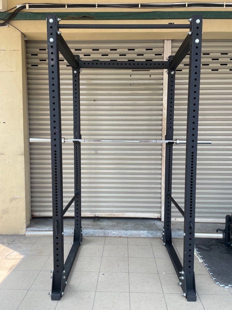 BLK 4 poles power squat rack gym rogue style with westside hole spacing ...