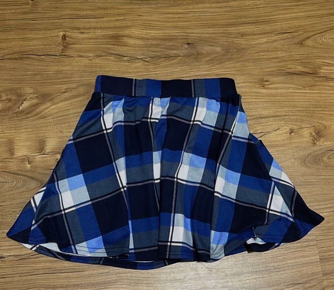 blue and white Checkered Skirt, Women's Fashion, Bottoms, Skirts on ...