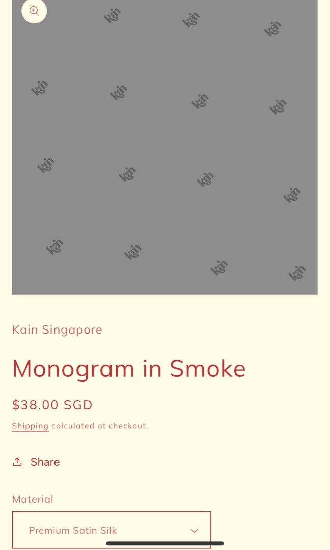 BN Kain Monogram Series Square (Smoke) Premium Satin Silk, Women's Fashion, Muslimah Fashion ...