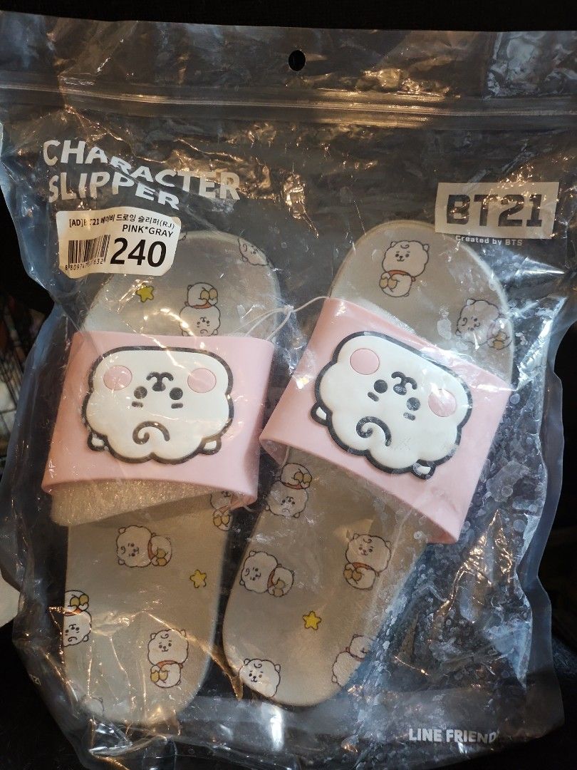 BT21 RJ Character Slippers Size 240, Women's Fashion, Footwear ...