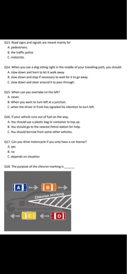 BTT (Basic Theory Test) Driving Theory Practice Questions & Answer ...