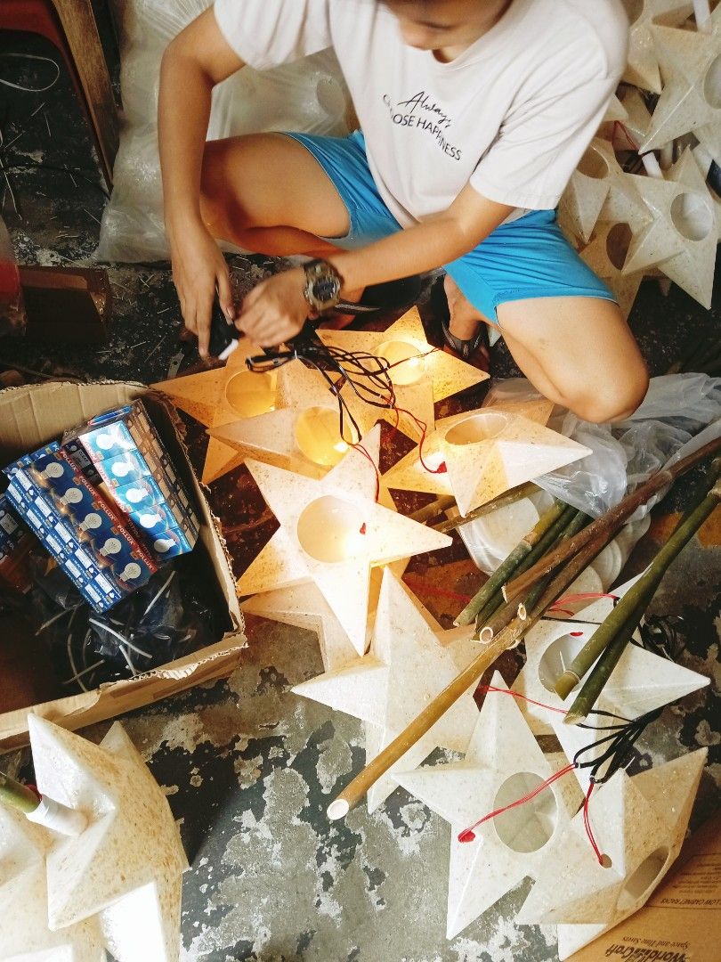 capiz parol set of 5pcs with lights and bamboo stick, Hobbies & Toys ...