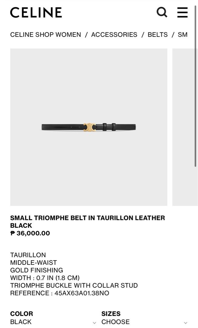 Celine small triomphe belt, Luxury, Accessories on Carousell