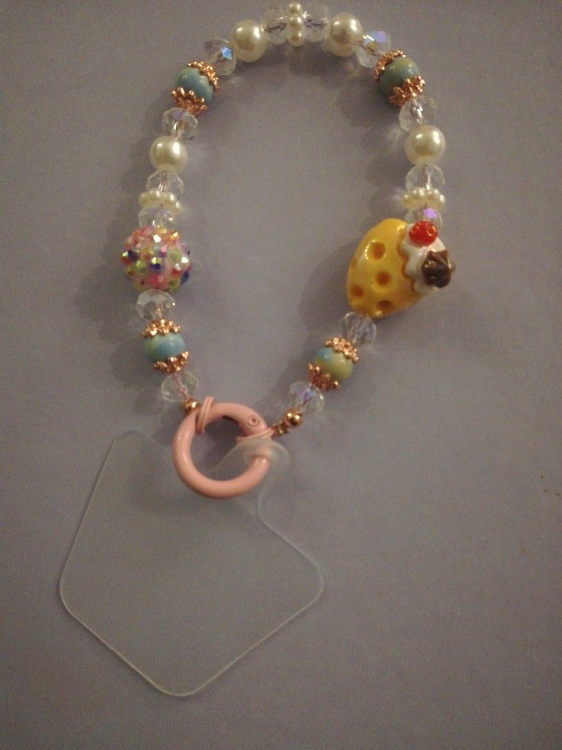 Cheese Pink Phone Chain Rainbow Stone Natural Pearl, Mobile Phones ...
