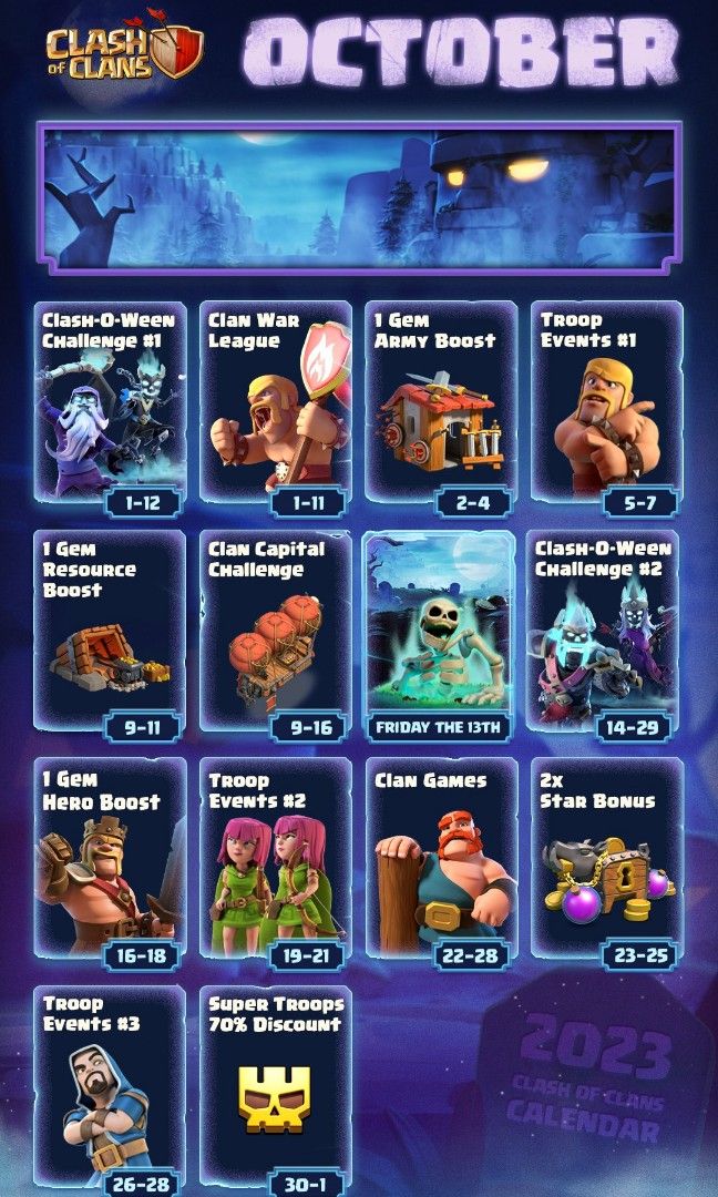 Coc October's Skins and Scenery! (Follow my shop for latest Coc News ...