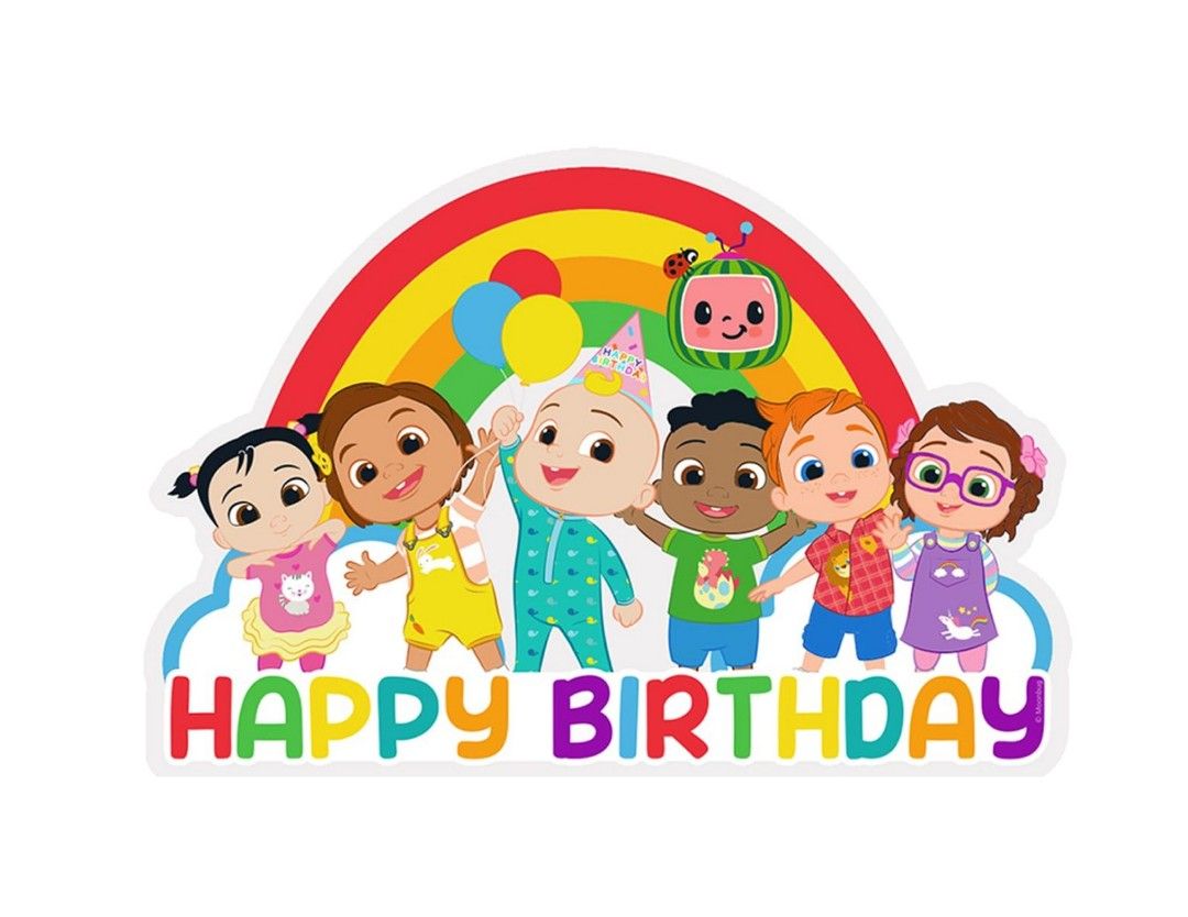 Coco Melon Theme Happy Birthday Party Banner Cupcake Cake Topper ...