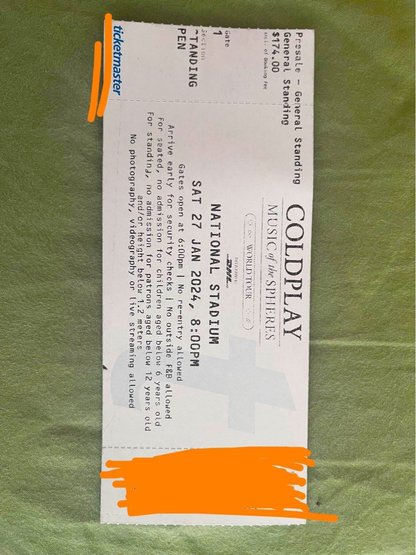 Cold play ticket, Tickets & Vouchers, Event Tickets on Carousell