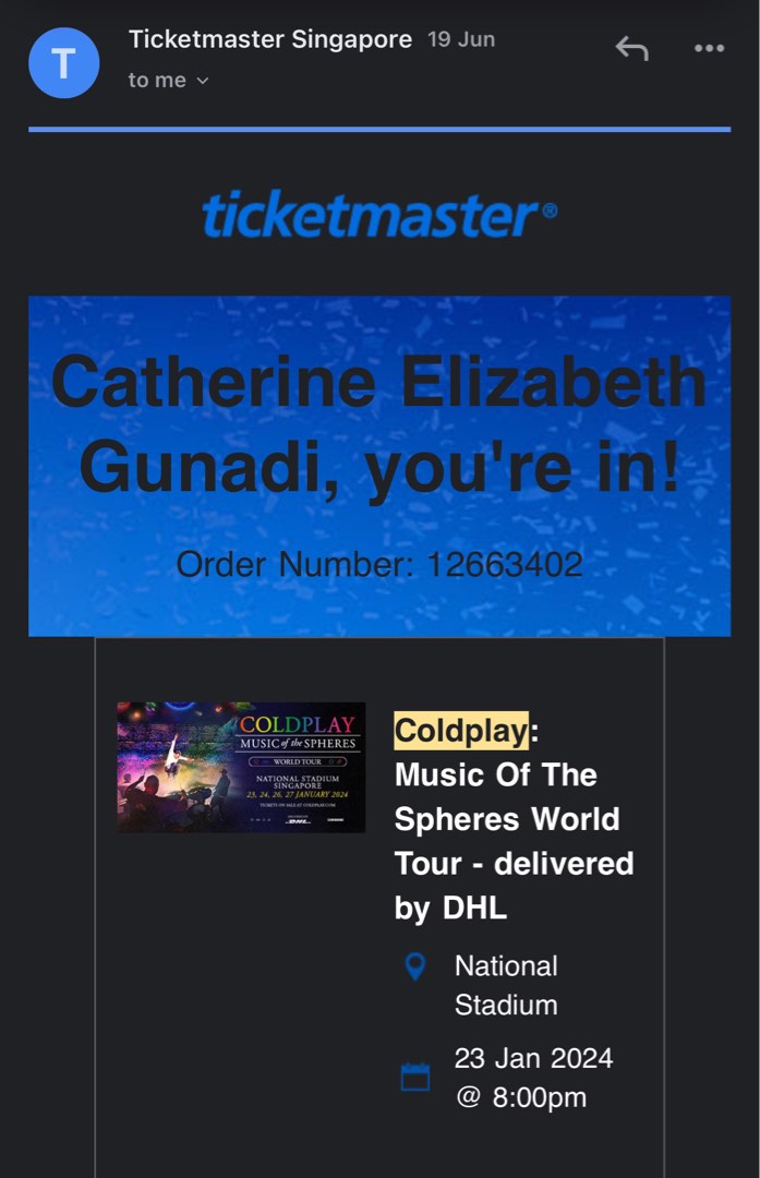 COLDPLAY 2X CAT 2 Section 137 | 23 Jan 2024, Tickets & Vouchers, Event ...