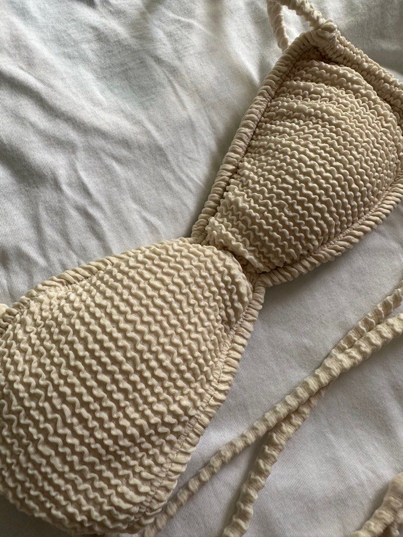 Cream Colored Ribbed Bikini Long String (Sew Local Brand), Women's ...