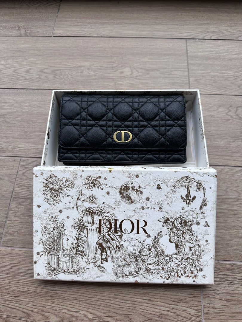 Dior Caro Wallet on Chain, Luxury, Bags & Wallets on Carousell