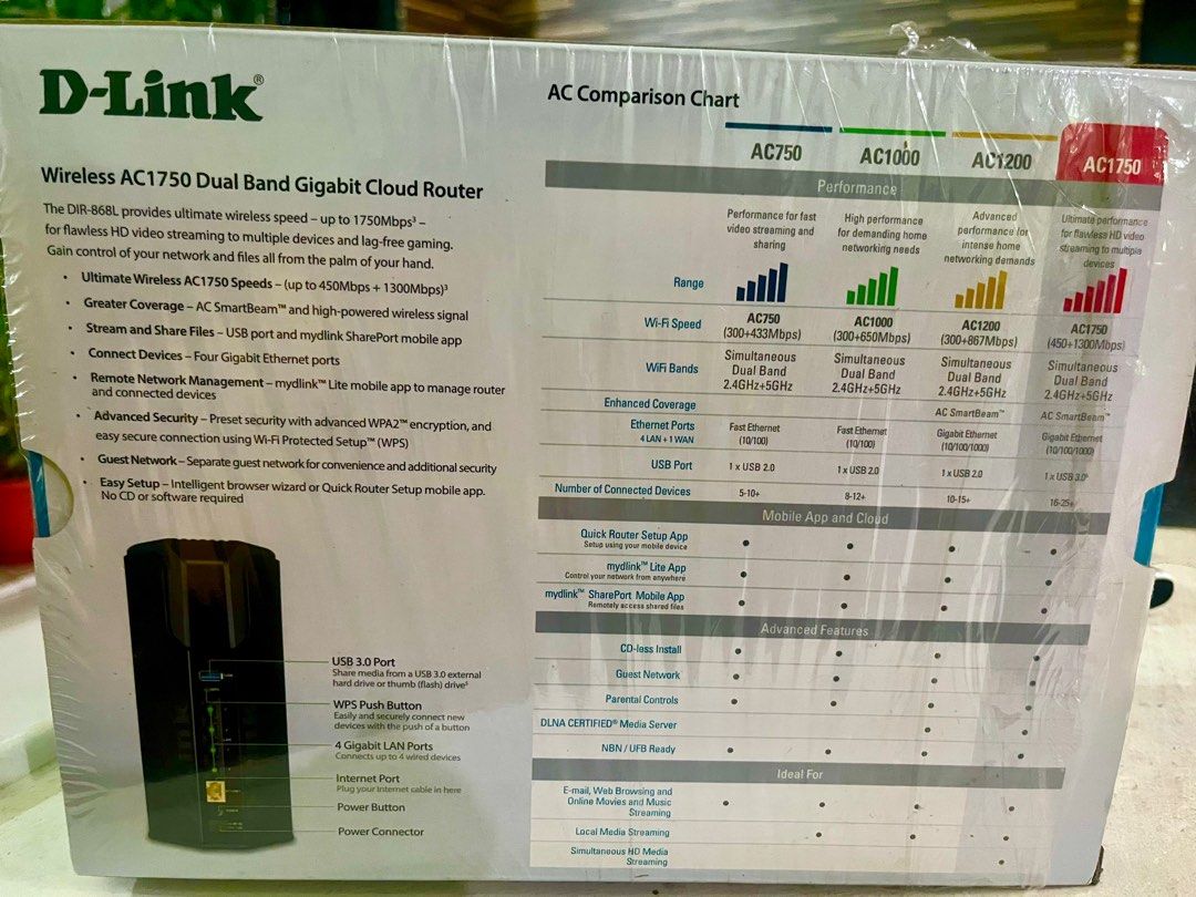 D-Link Router 1750 AC Dual Band Gigabit Cloud Router, Computers & Tech ...