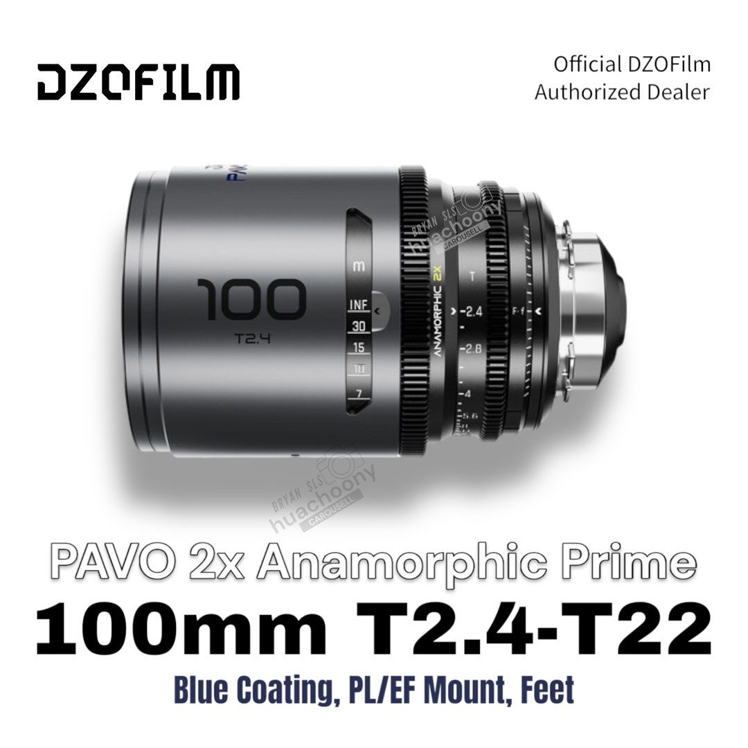 DZOFilm PAVO 100mm T2.4 2x Anamorphic Prime Lens (Blue Coating, PL/EF ...