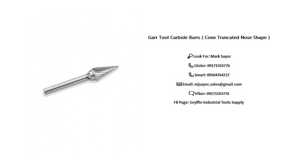 Garr Tool Carbide Burrs ( Cone Truncated Nose Shape ), Commercial ...