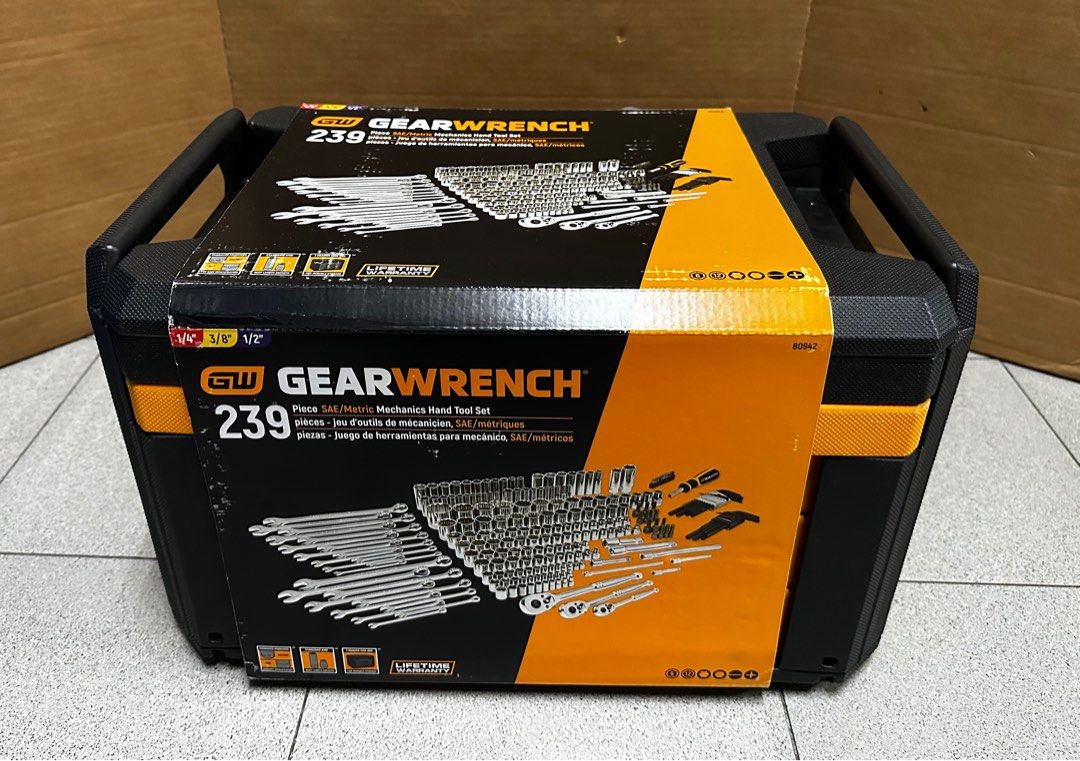 GearWrench 80942 239-piece Mechanics Tool Set in 3 Drawer Storage Box ...