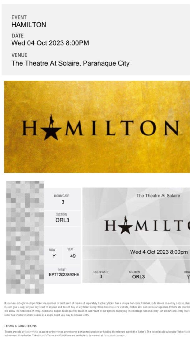 Hamilton Manila, Tickets & Vouchers, Event Tickets on Carousell