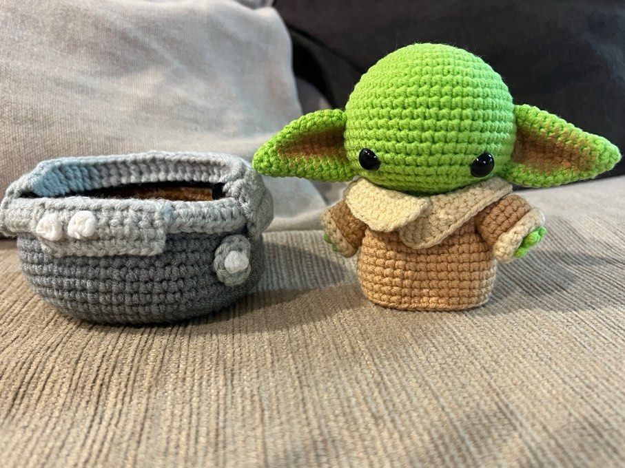 Handmade Amigurumi Baby Yoda and the pod, Hobbies & Toys, Stationery ...
