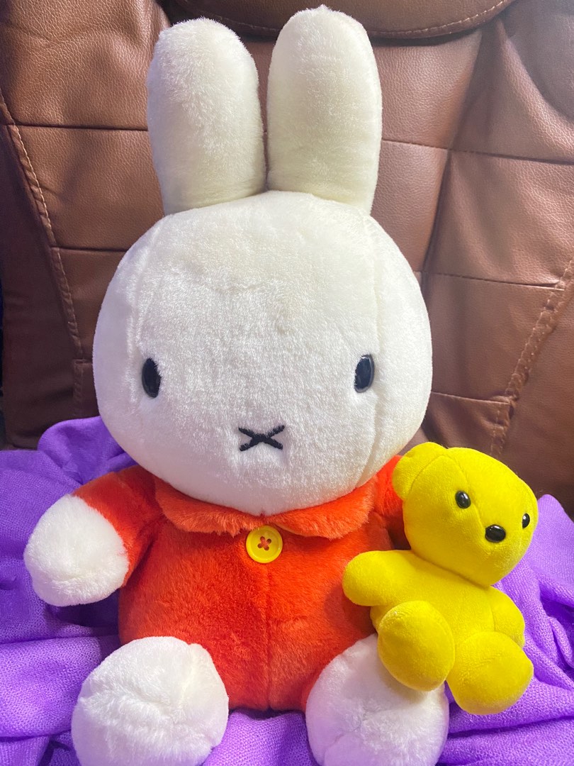 Huggable Miffy Plush holding bear, Hobbies & Toys, Toys & Games on Carousell