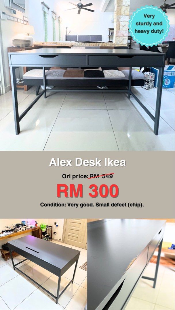 IKEA Alex Desk, Furniture & Home Living, Furniture, Tables & Sets on ...