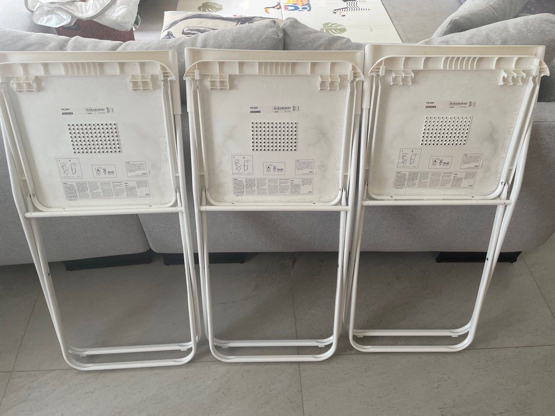 Ikea Fejan white foldable chair, Furniture & Home Living, Furniture ...