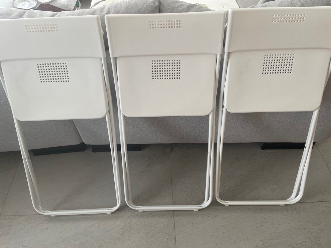 Ikea Fejan white foldable chair, Furniture & Home Living, Furniture ...