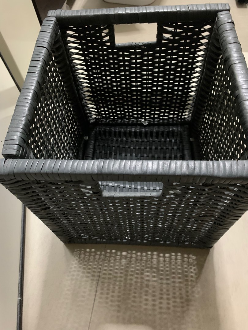 Ikea Rattan Foldable Grey Basket, Furniture & Home Living, Home ...
