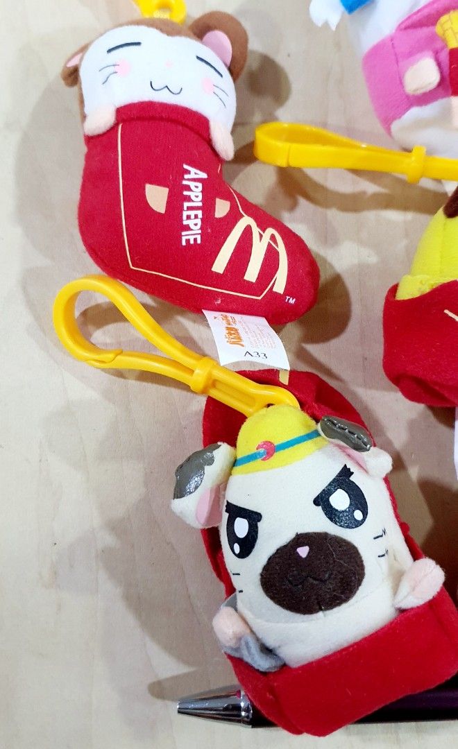 Japan McDonald's Hamtaro and friends plush keychains combo, Hobbies ...