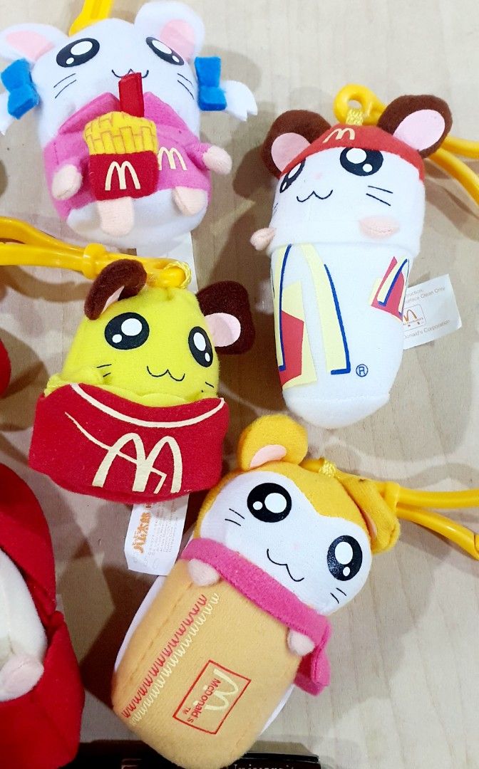 Japan McDonald's Hamtaro and friends plush keychains combo, Hobbies ...
