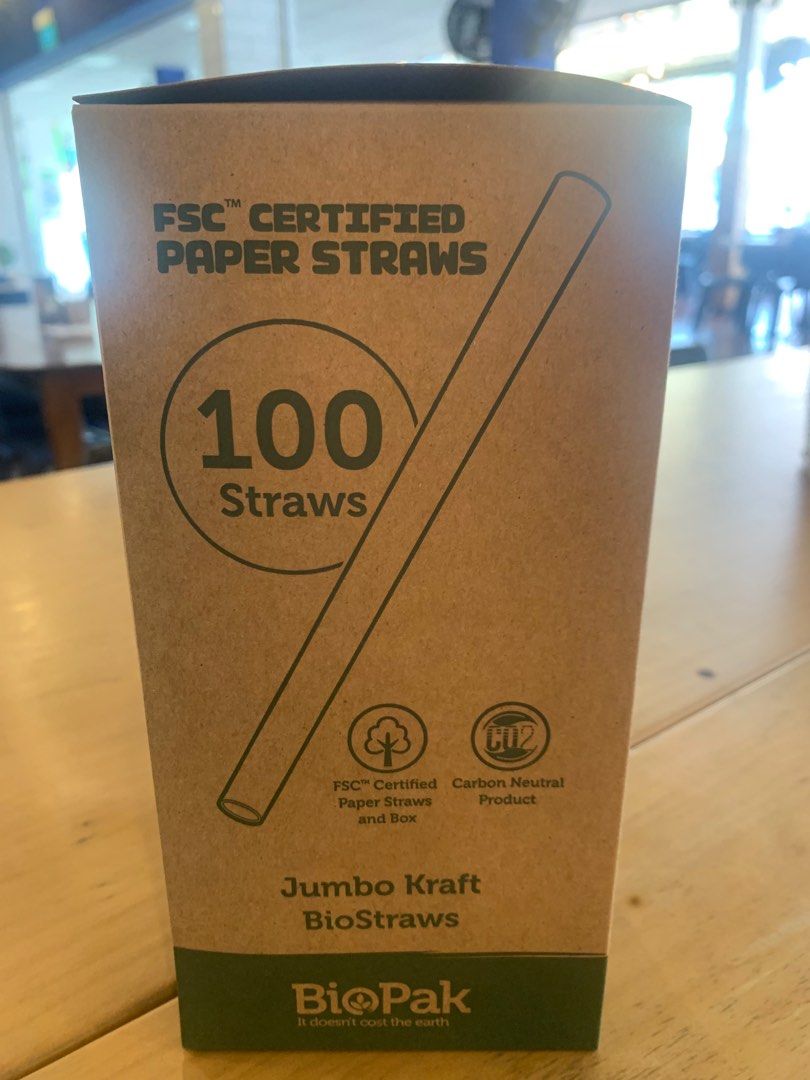 10mm Jumbo Kraft Bio straws (Biopak), Everything Else on Carousell