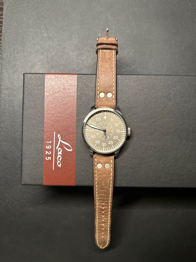 Laco Aachen Taupe Pilot Watch, Luxury, Watches on Carousell