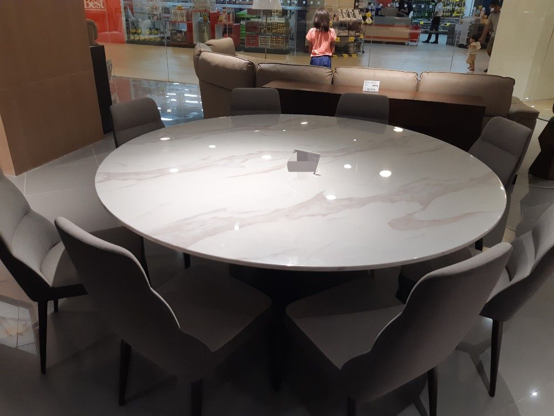 Large Dining Table with 8 chairs Artificial Marble, Furniture & Home ...