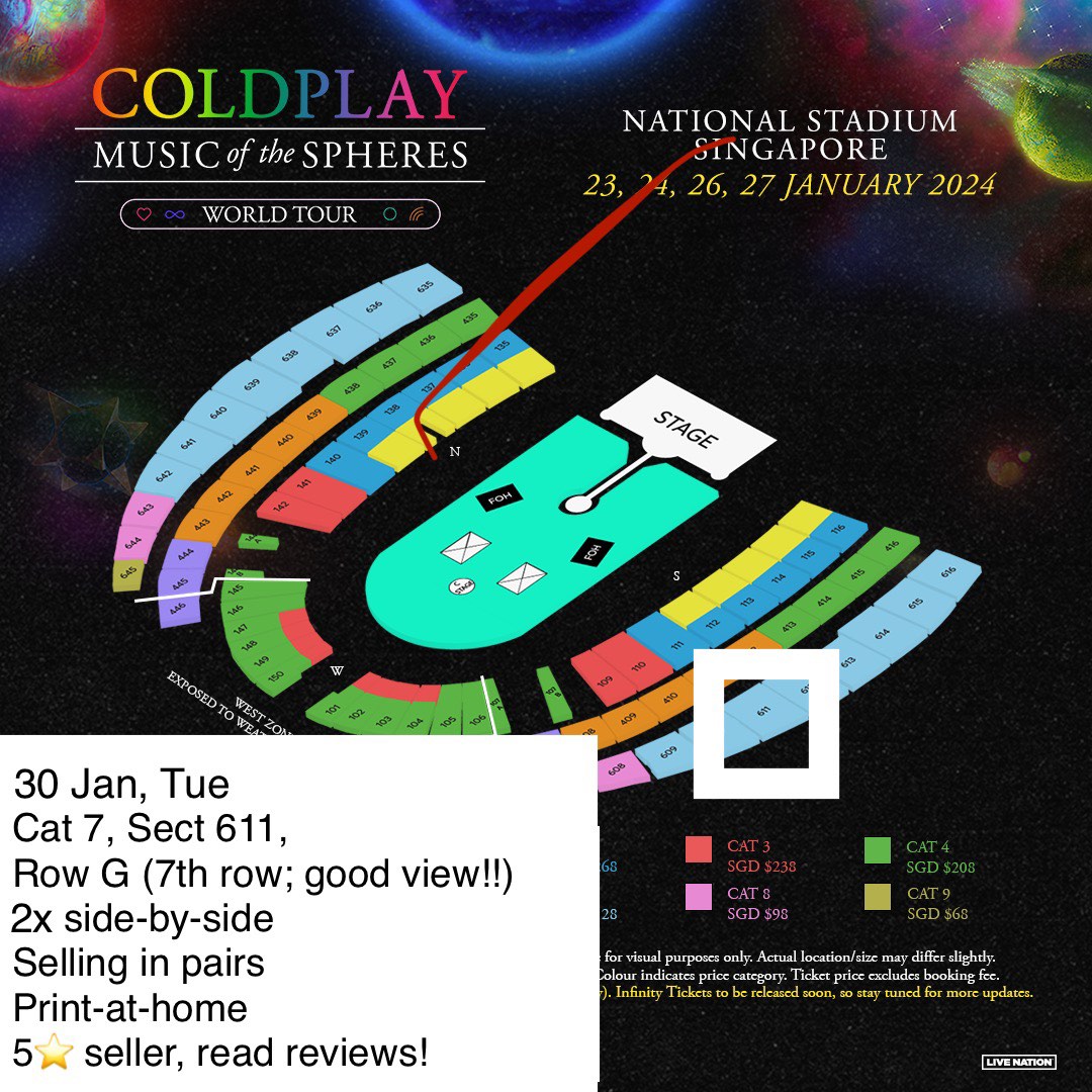 Last 2 ! | Coldplay | Cat 7 | Sec 611 | Row G| 30 Jan, Tickets ...