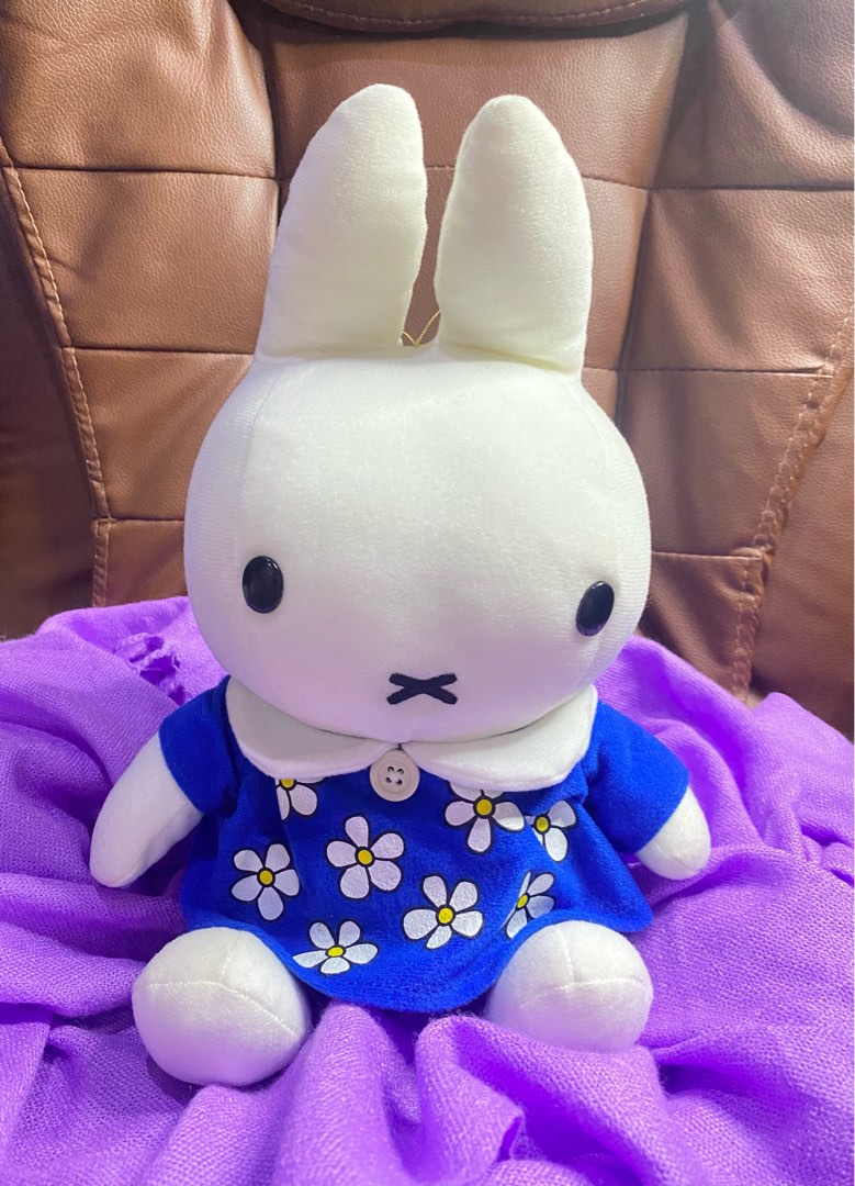 Miffy in Blue Floral Dress Huggable, Hobbies & Toys, Toys & Games on Carousell
