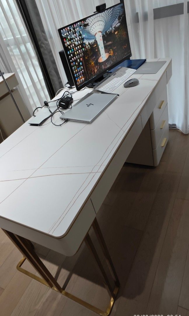Modern style Study table with marbel top, Furniture & Home Living ...