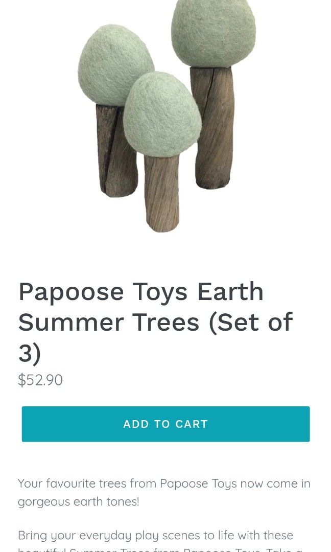 Papoose wooden trees with grey-green felt, Babies & Kids, Infant ...