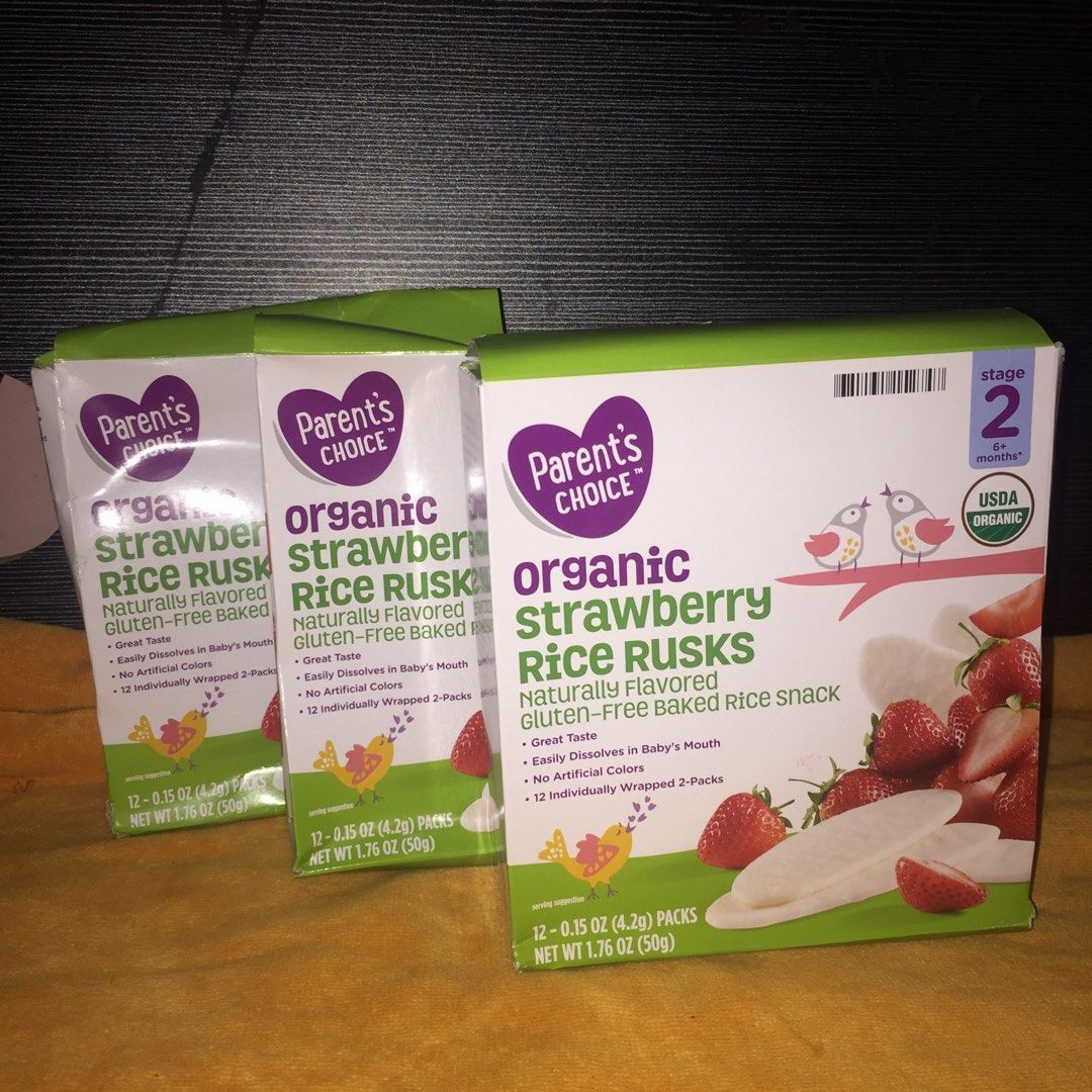 PARENT’S CHOICE | Organic Strawberry Rice Rusks Baby Snacks (3 Boxes ...